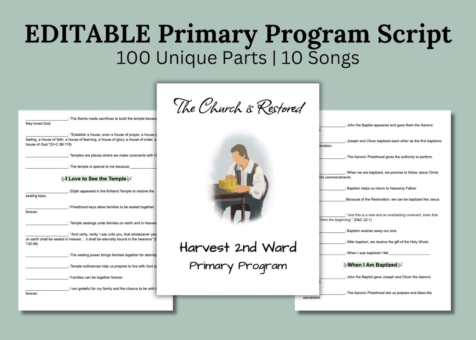 2025 Primary Program Script | LDS Primary Presentation Outline | the Restoration | Church is ...