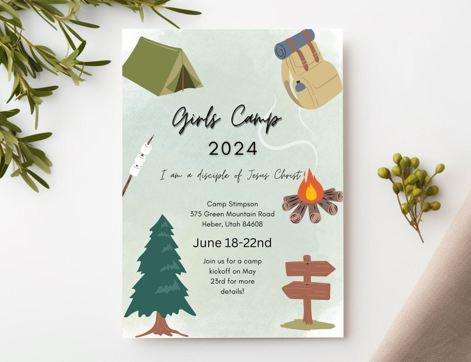 Girls Camp Invitation | LDS Girls Campinvite | Young Women Camp ...