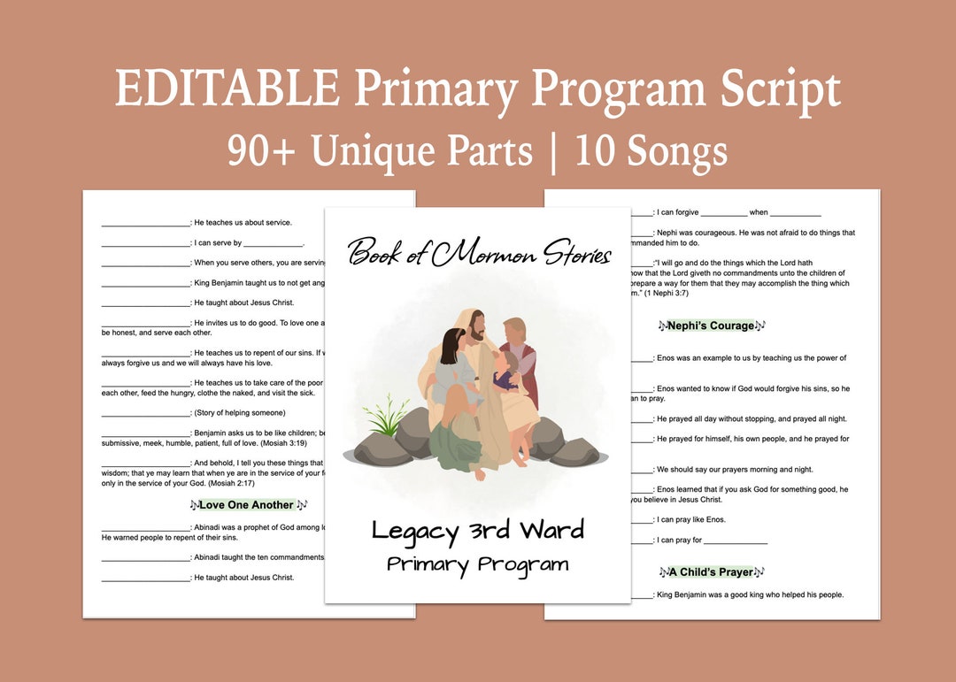 2024 Primary Program Script LDS Primary Presentation Outline Book of ...