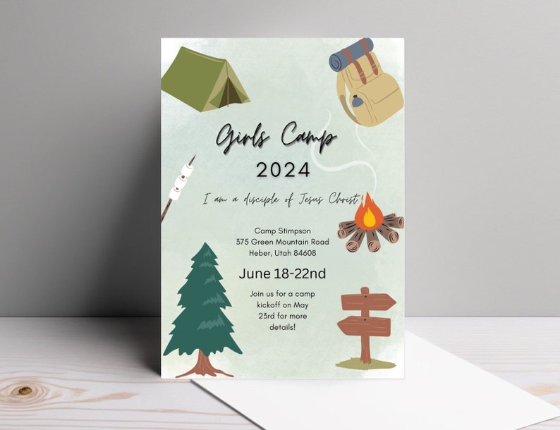 Girls Camp Invitation | LDS Girls Campinvite | Young Women Camp ...