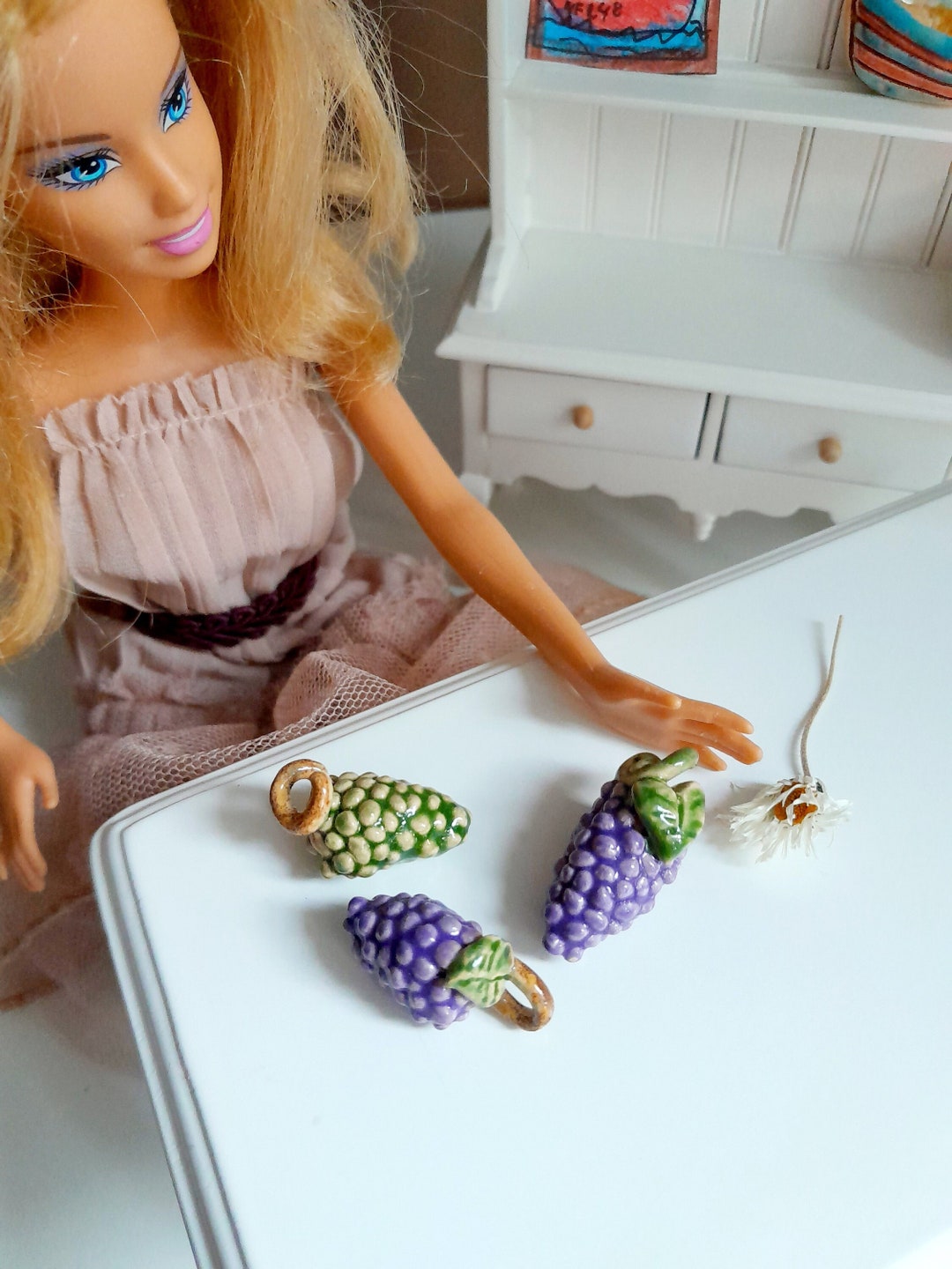 1:6 Miniature Ceramic Set of Grapes, Food for Doll, Accessories for ...