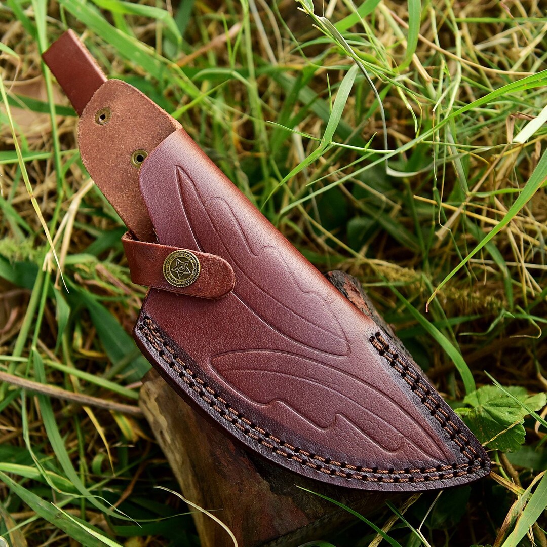 Custom Handmade Fixed Blade Knife Leather Sheath Scout Holster EDC ...