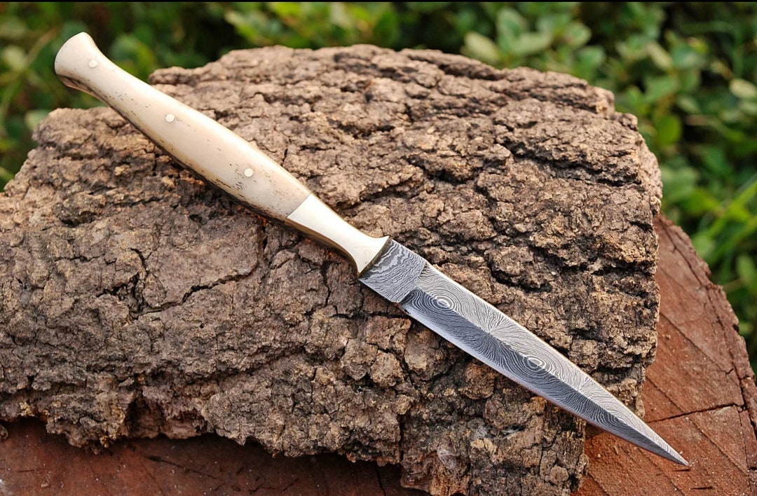 Handmade Double Edged Hunting Boot Knife, Damascus Dagger Knives Gift ...