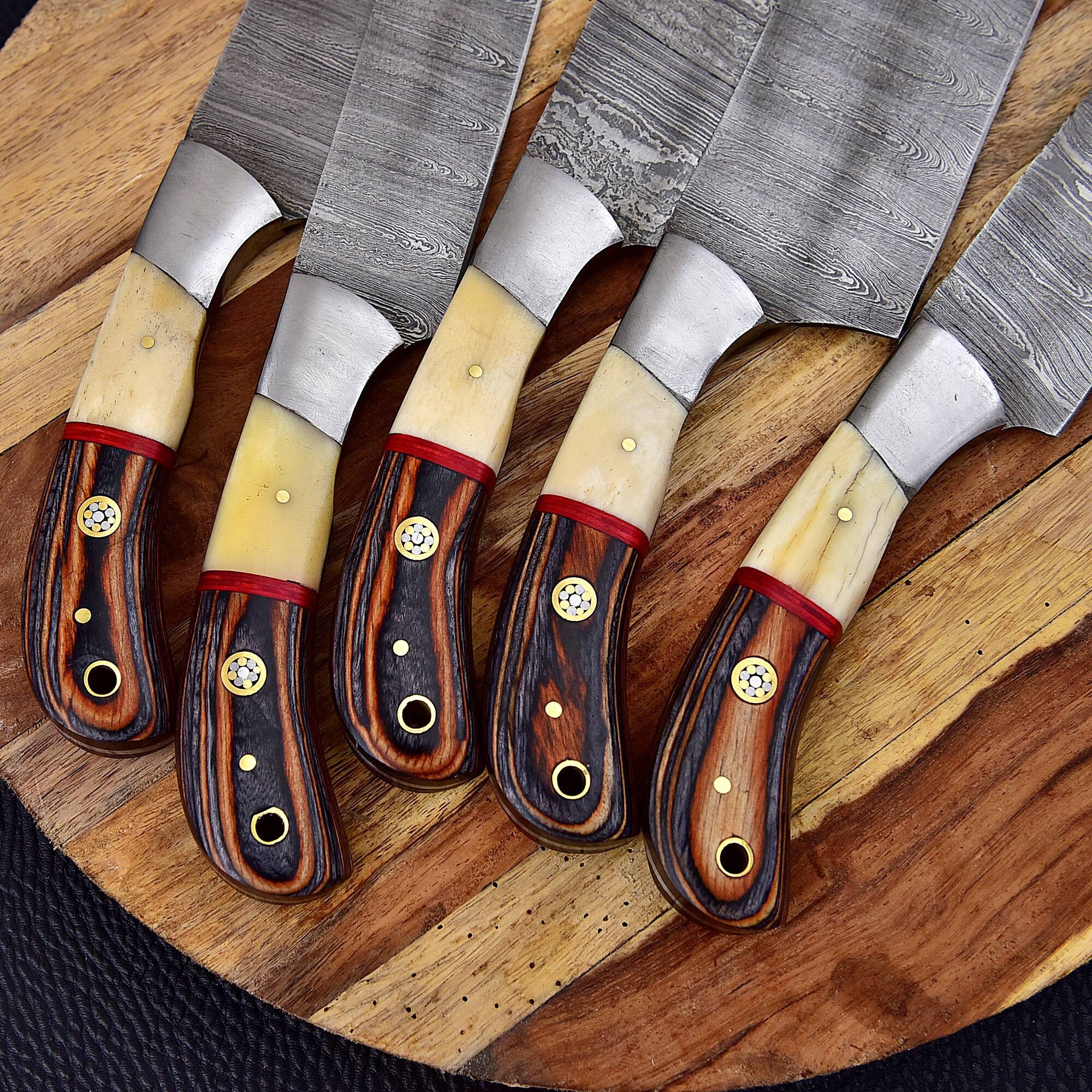 5 Knives Set Damascus Steel Chef Knives Kitchen Knife Set - Etsy