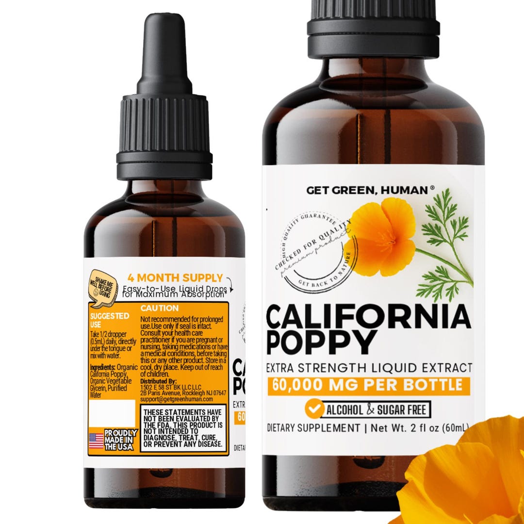 Organic California Poppy Tincture Herbal Liquid Supplement Extract ...