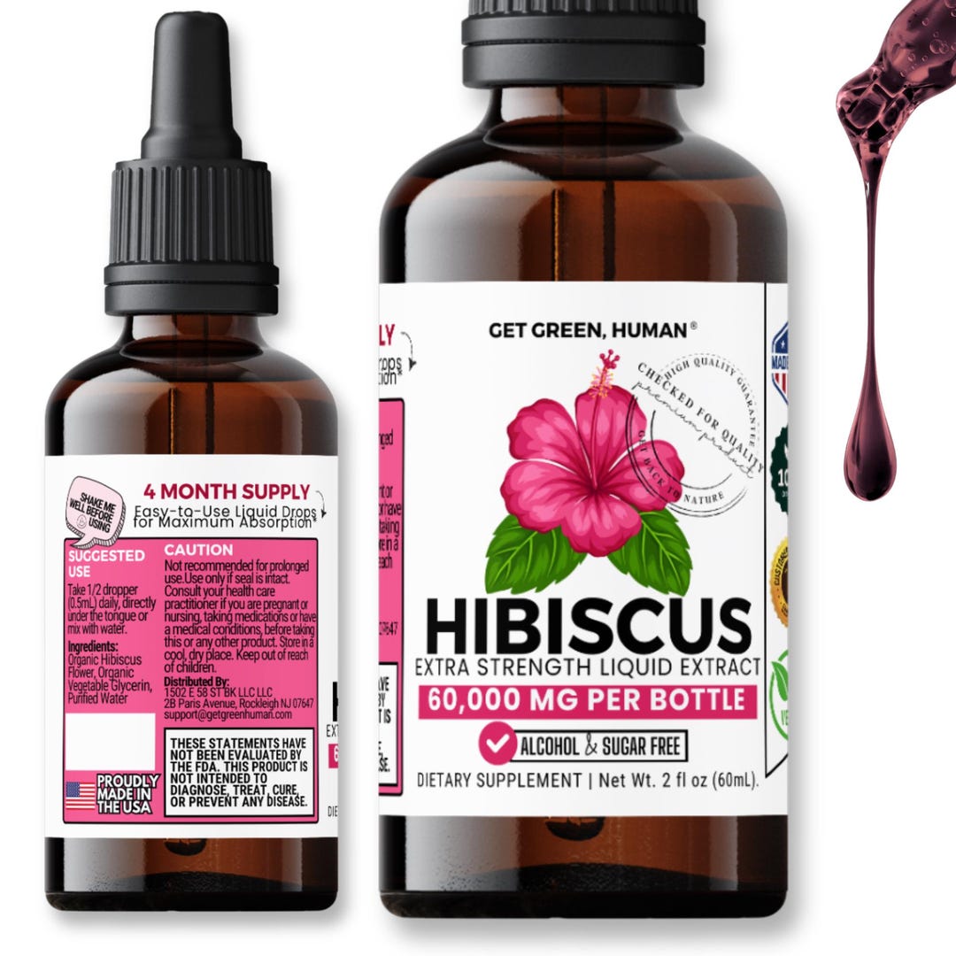 Hibiscus Extract Drops Heart Health & Circulatory Support Organic ...
