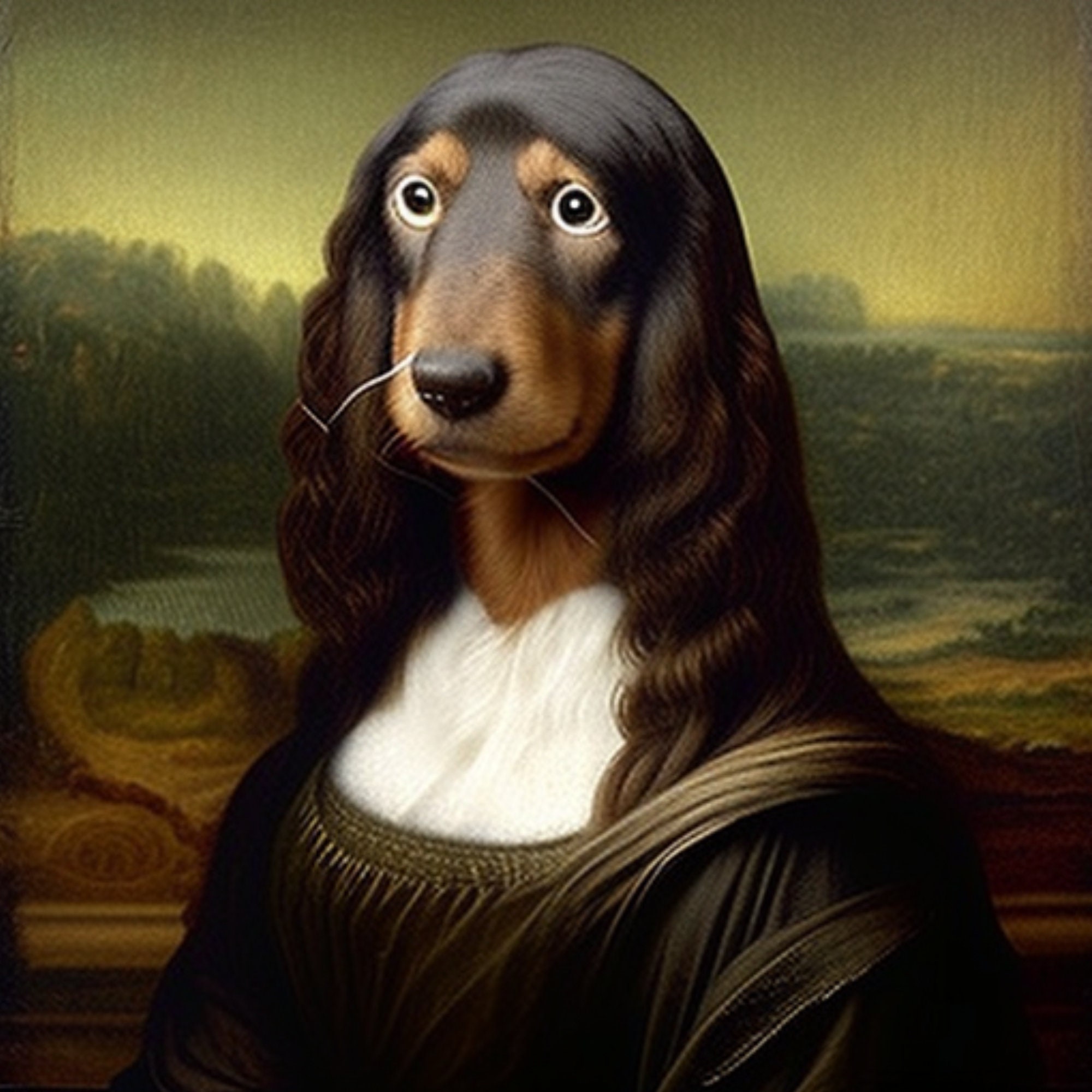 Set of 2 Printable Dog Mona Lisa Wall Art | Modern Dog Digital Wall Art ...