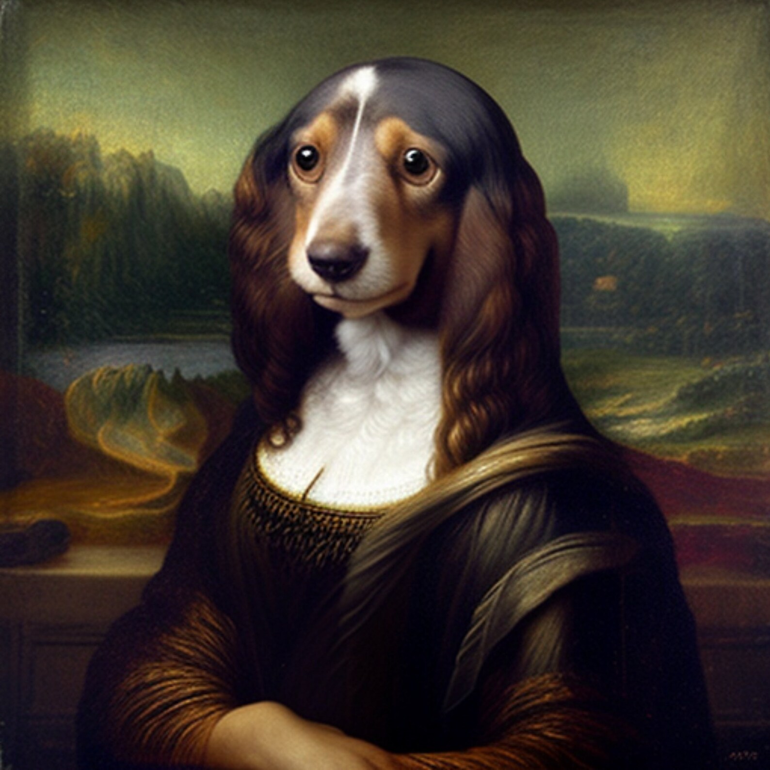 Set of 2 Printable Dog Mona Lisa Wall Art | Modern Dog Digital Wall Art ...