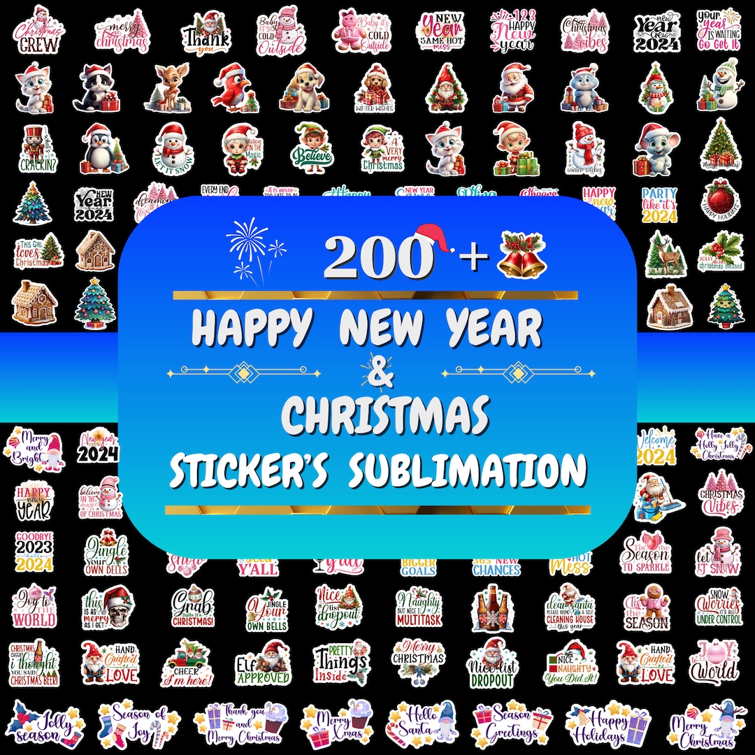 Buy Printable Christmas Sticker's, New Year Sticker's Bundle, Print and ...