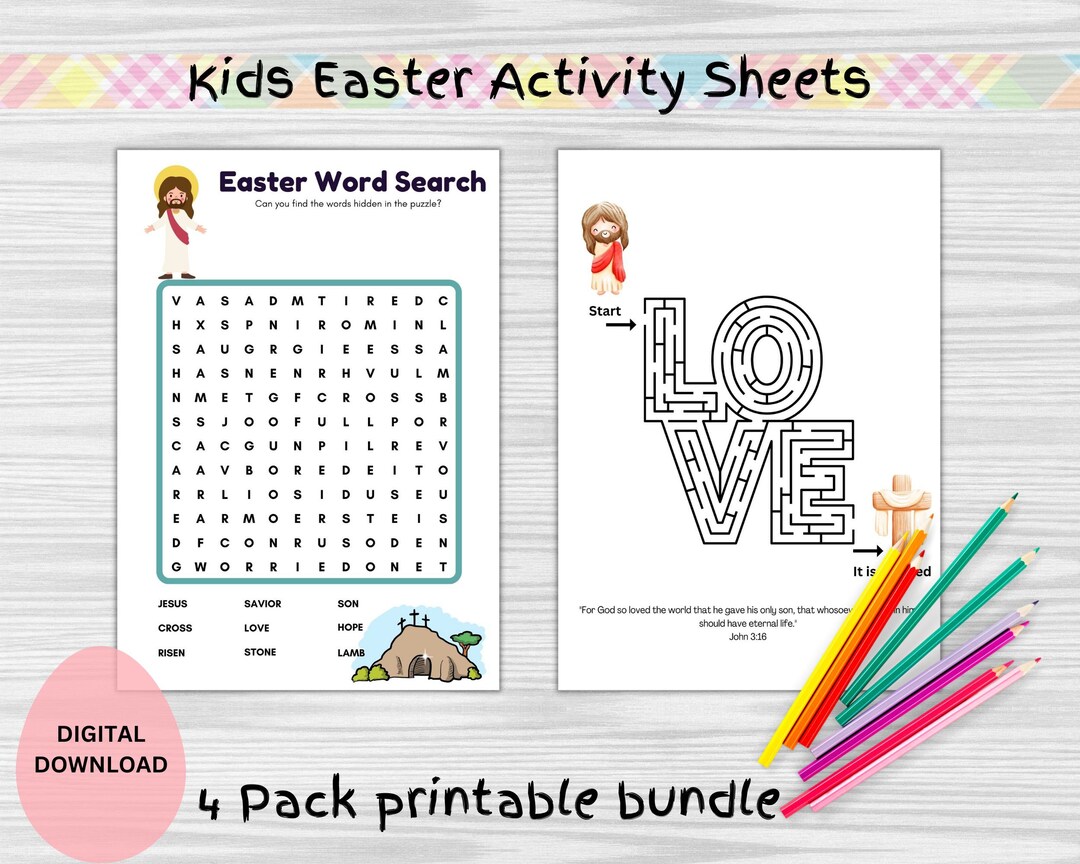 Easter Activity Sheets for Kids; Christian Activity Pages; Kids ...