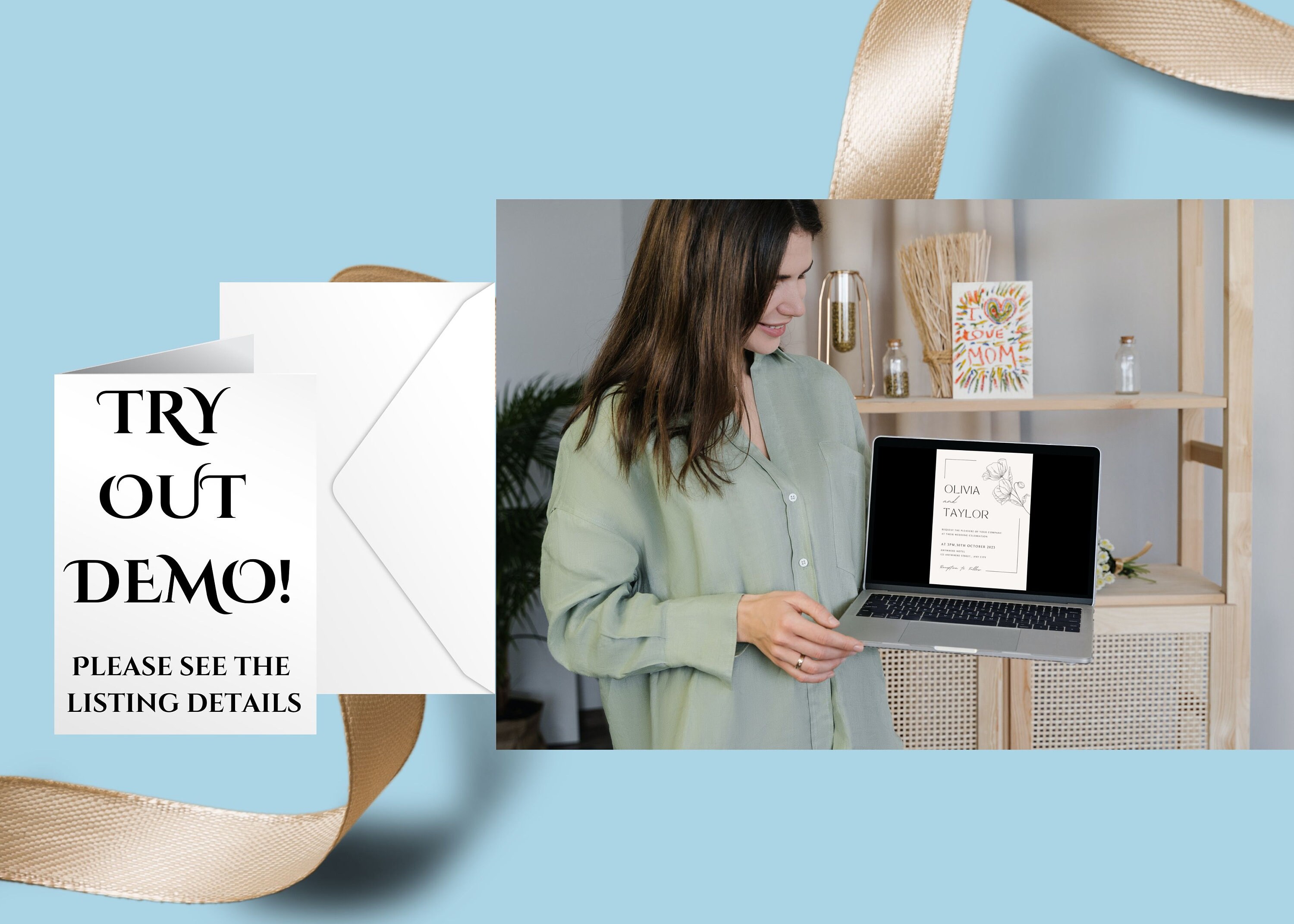 Blush Photo Virtual Wedding Invitation Template - Etsy