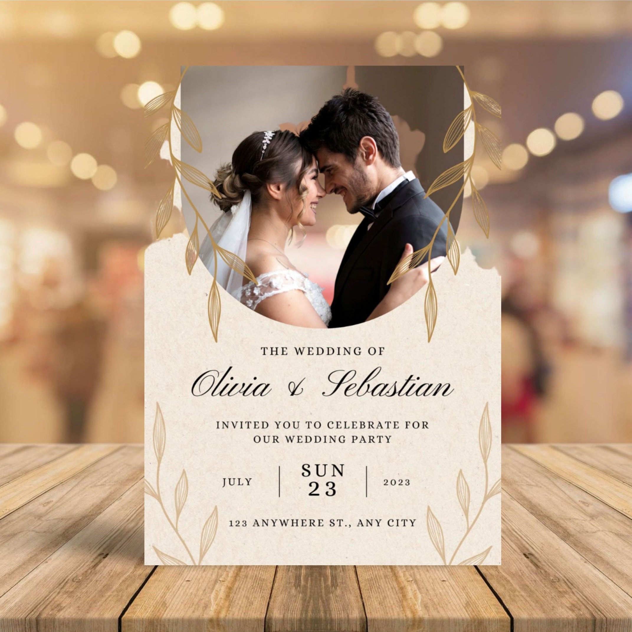 Blush Photo Virtual Wedding Invitation Template - Etsy
