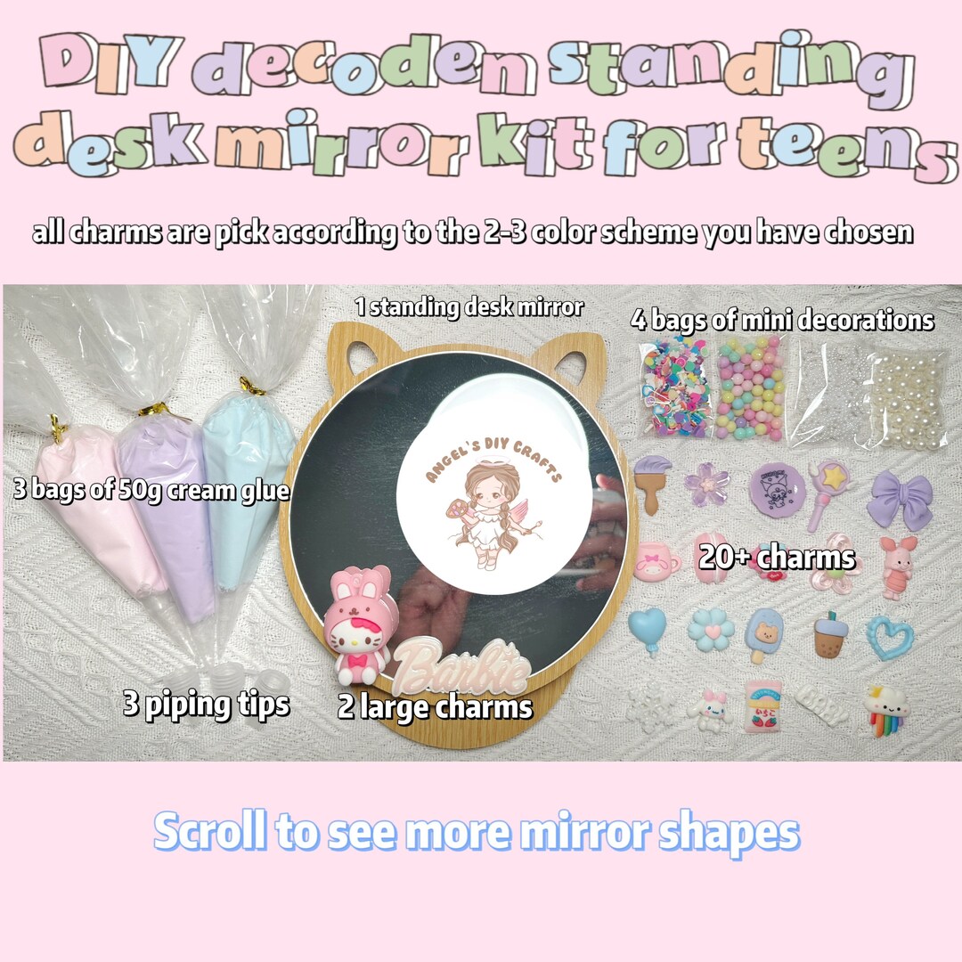 DIY Decoden Standing Desk Mirror for Home Decor, for Gifting Teen ...