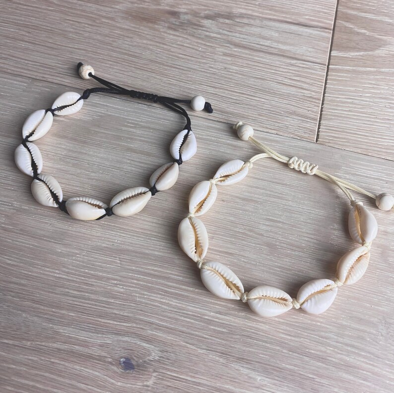Matching Bracelets With Genuine Cowrie Shells, Adjustable Cowrie Shell ...