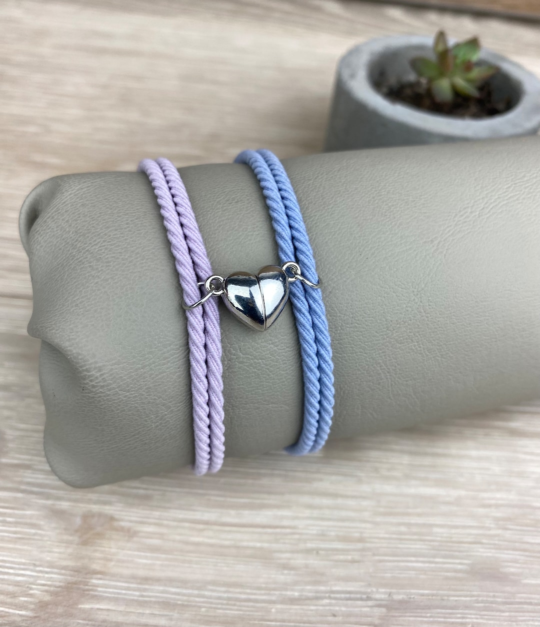 Magnetic Heart Bracelet, Couples Bracelet, Matching Stretchy Bracelets ...