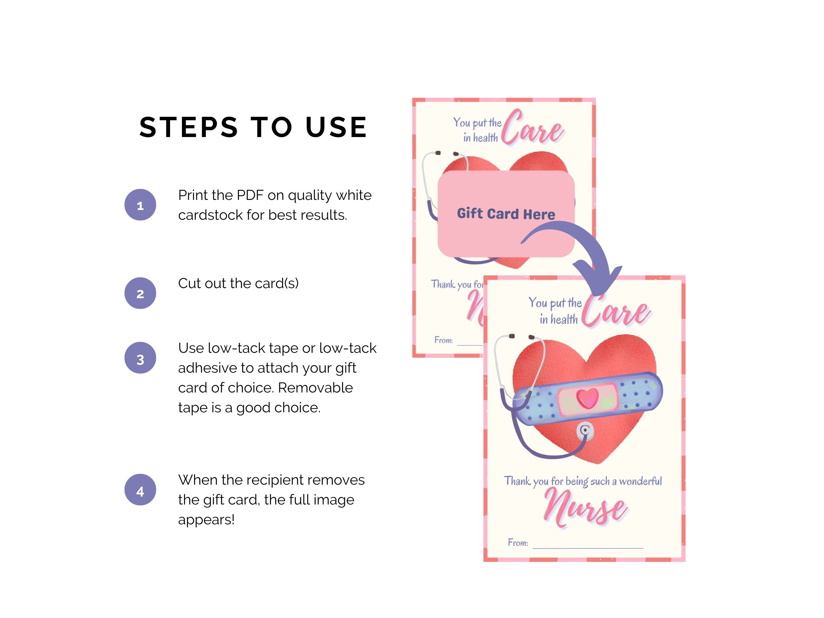 Nurse Appreciation Gift Card Holder, Printable Gift for Nurse, Nurse ...