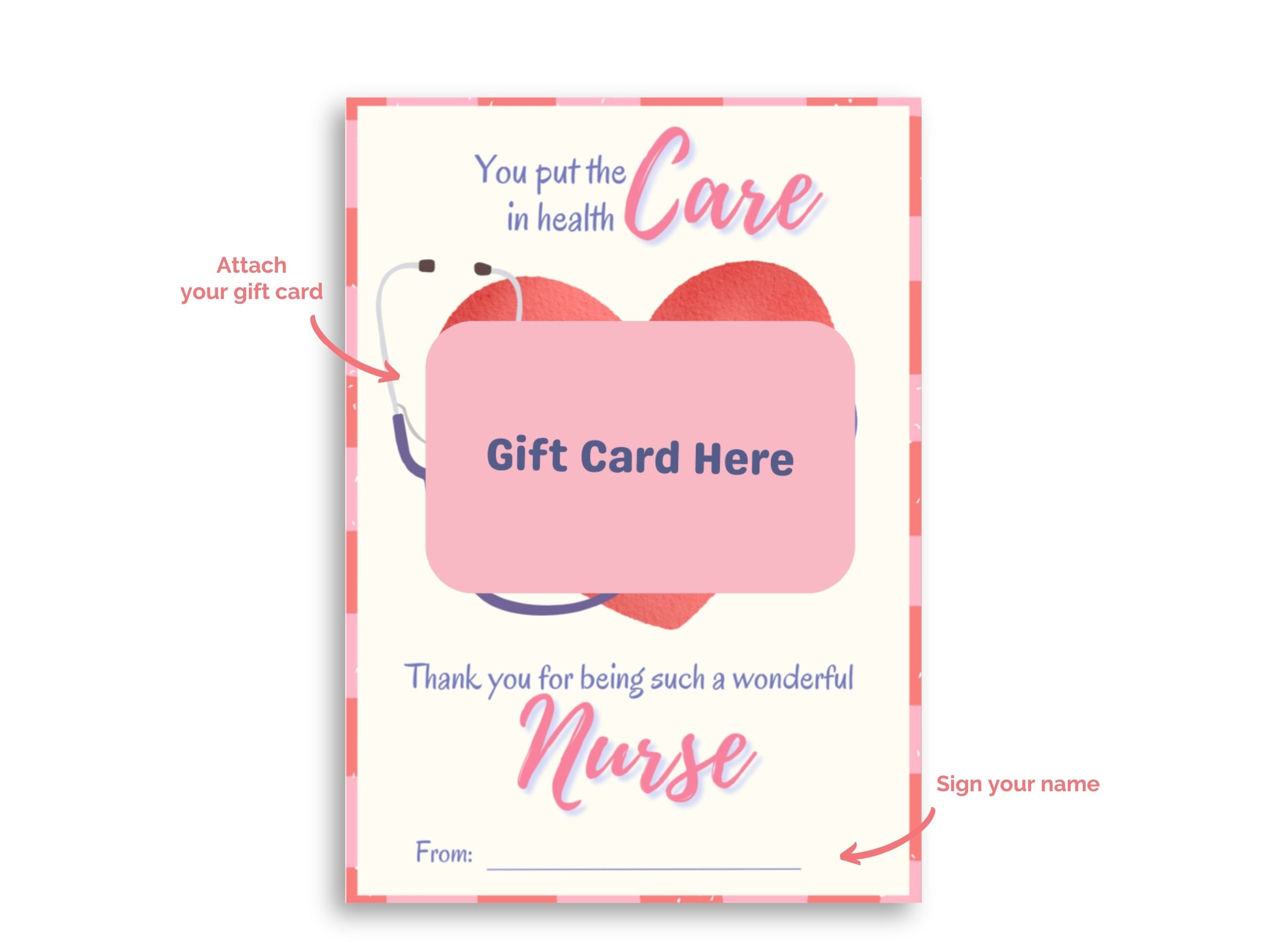 Nurse Appreciation Gift Card Holder, Printable Gift for Nurse, Nurse ...