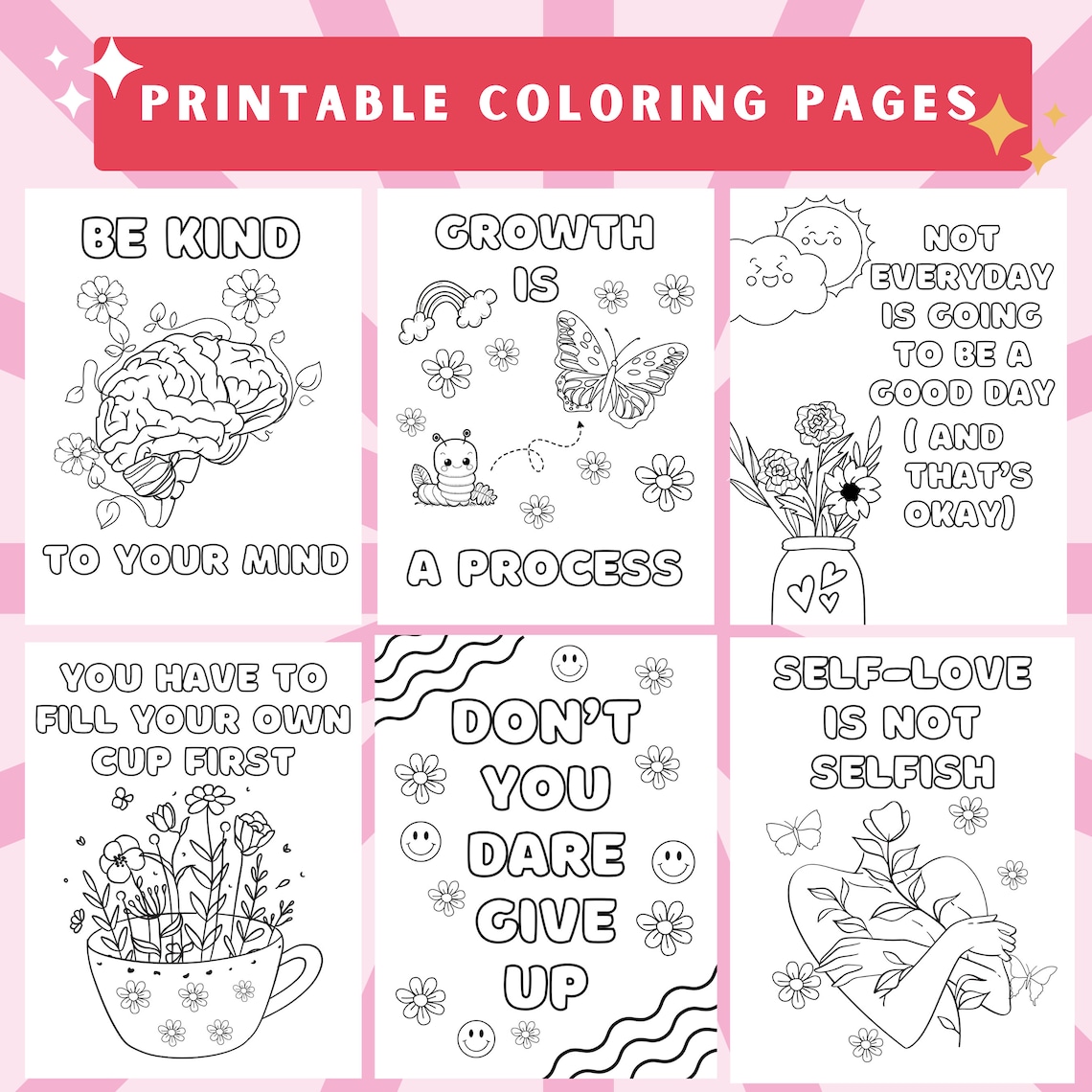 Printable Mental Health Coloring Pages, Digital Download Coloring Pages ...