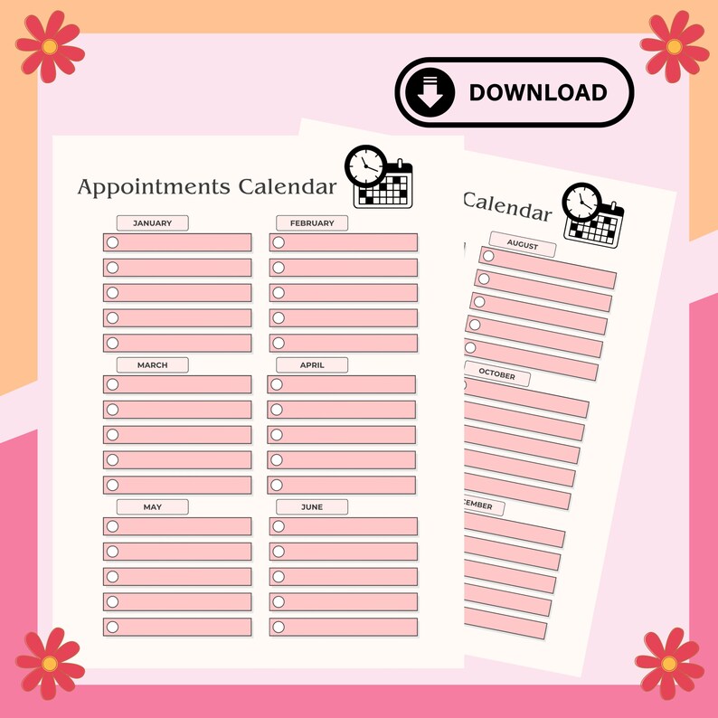 Appointment Calendar, Printable Appointment Tracker, Digital ...