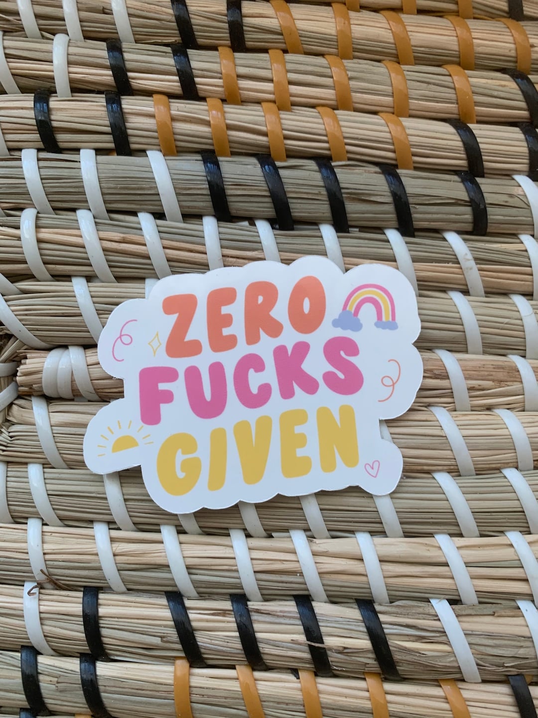 Zero Fucks Given Sticker, Pastel Rainbow Sticker, Sunshine Sticker ...