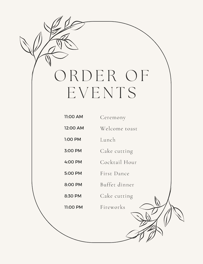 Minimalist Wedding Program Template, Modern Wedding Program Template ...