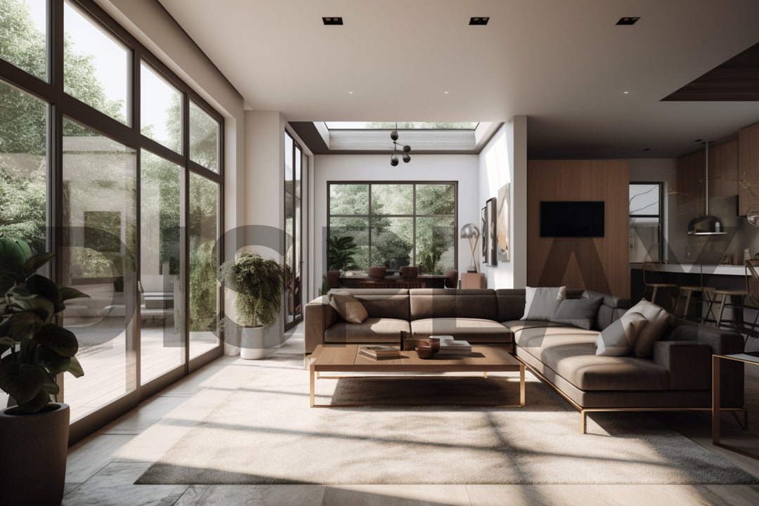 Family Room Modern Contemporary Zoom Virtual Backgrounds Office ...