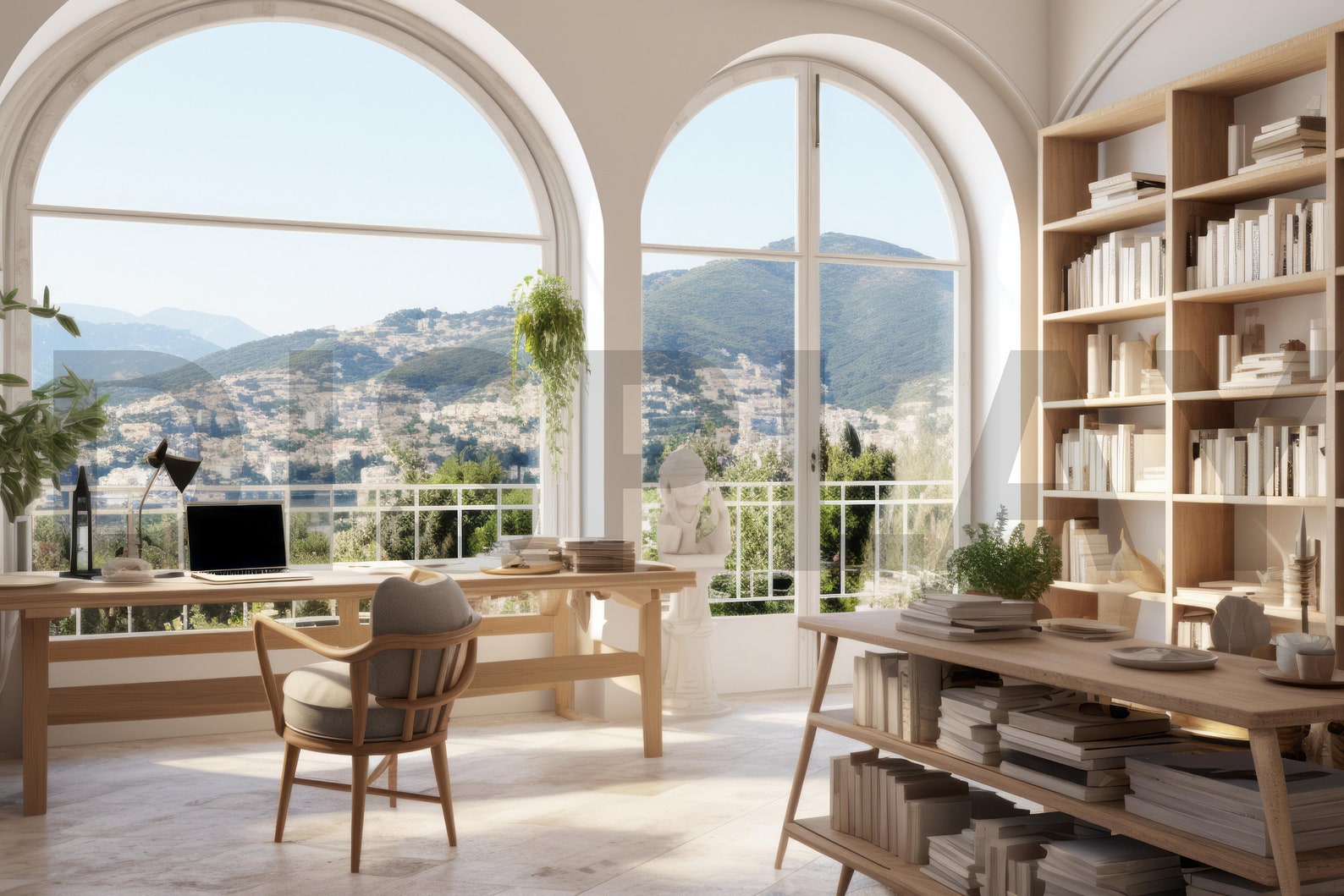 Mediterranean Style Virtual Background, Living Room Backdrop, Microsoft ...