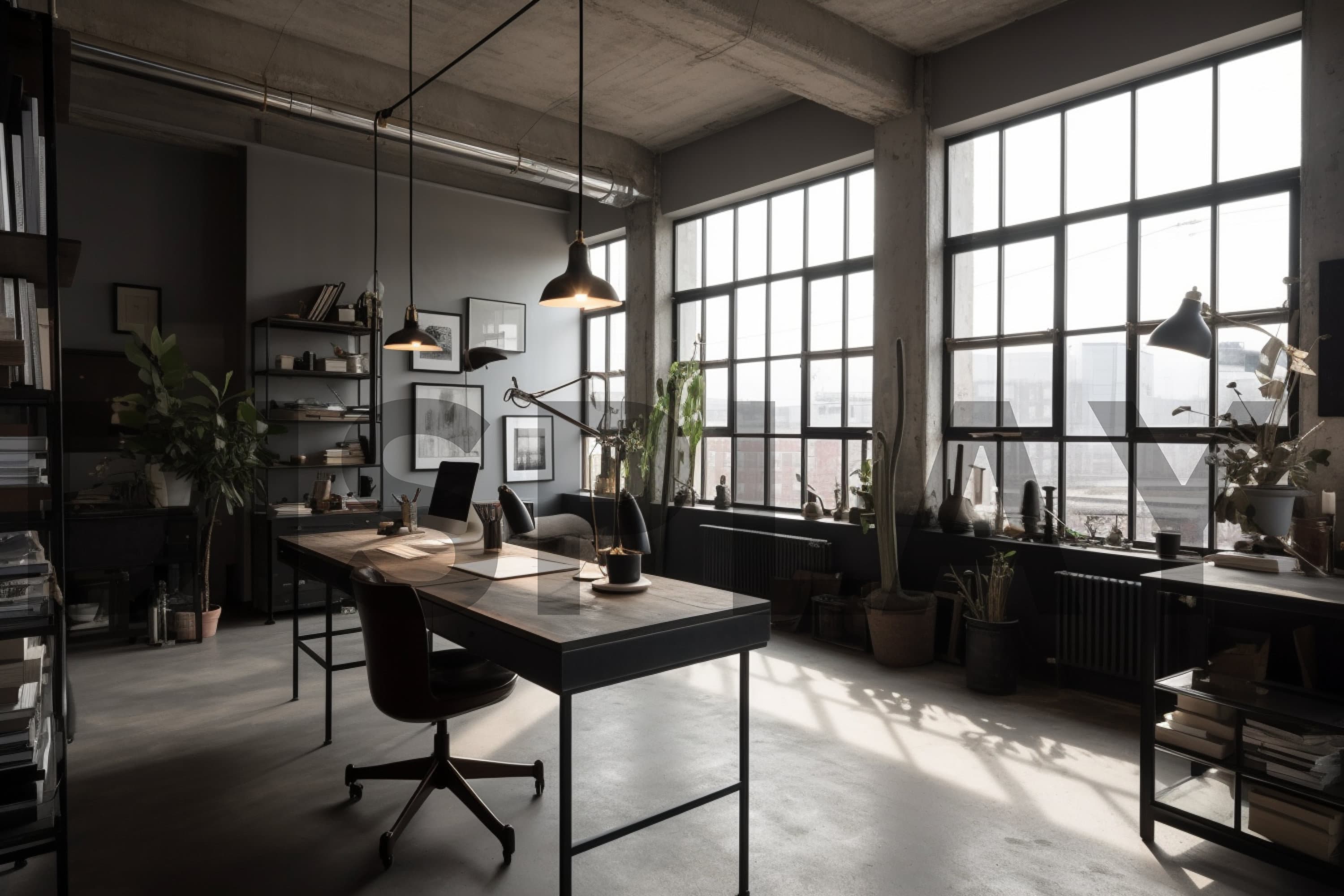 Loft Industrial Virtual Background, Office Backdrop, Zoom, Facebook ...