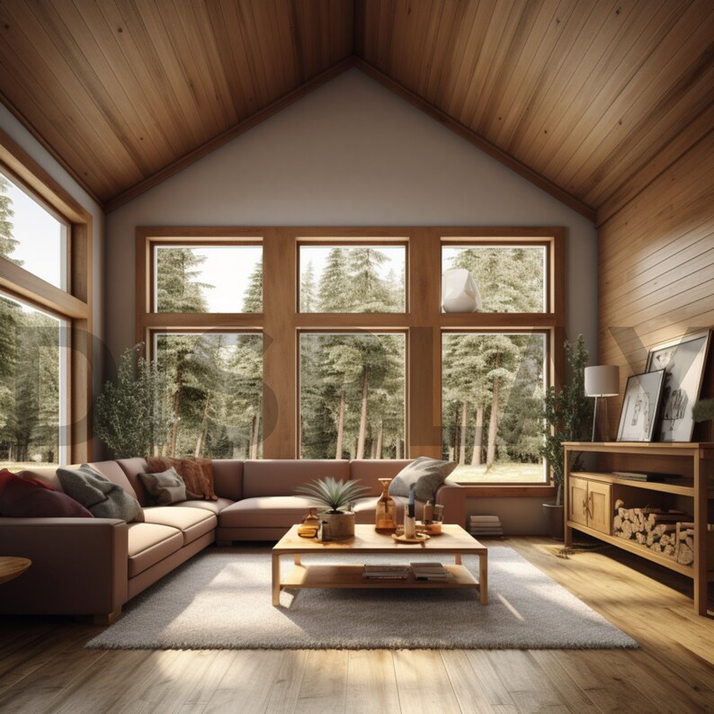 Family Room Cabin Virtual Background, Family Room Backdrop, Microsoft ...