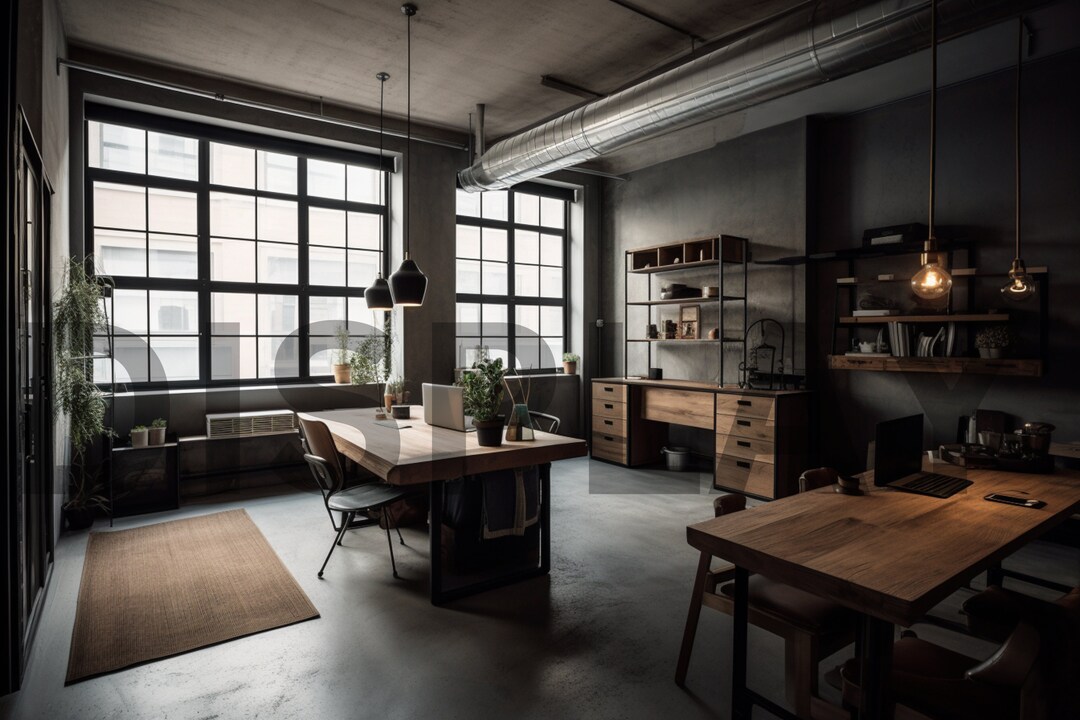 Loft Industrial Virtual Background, Office Backdrop, Zoom, Facebook ...