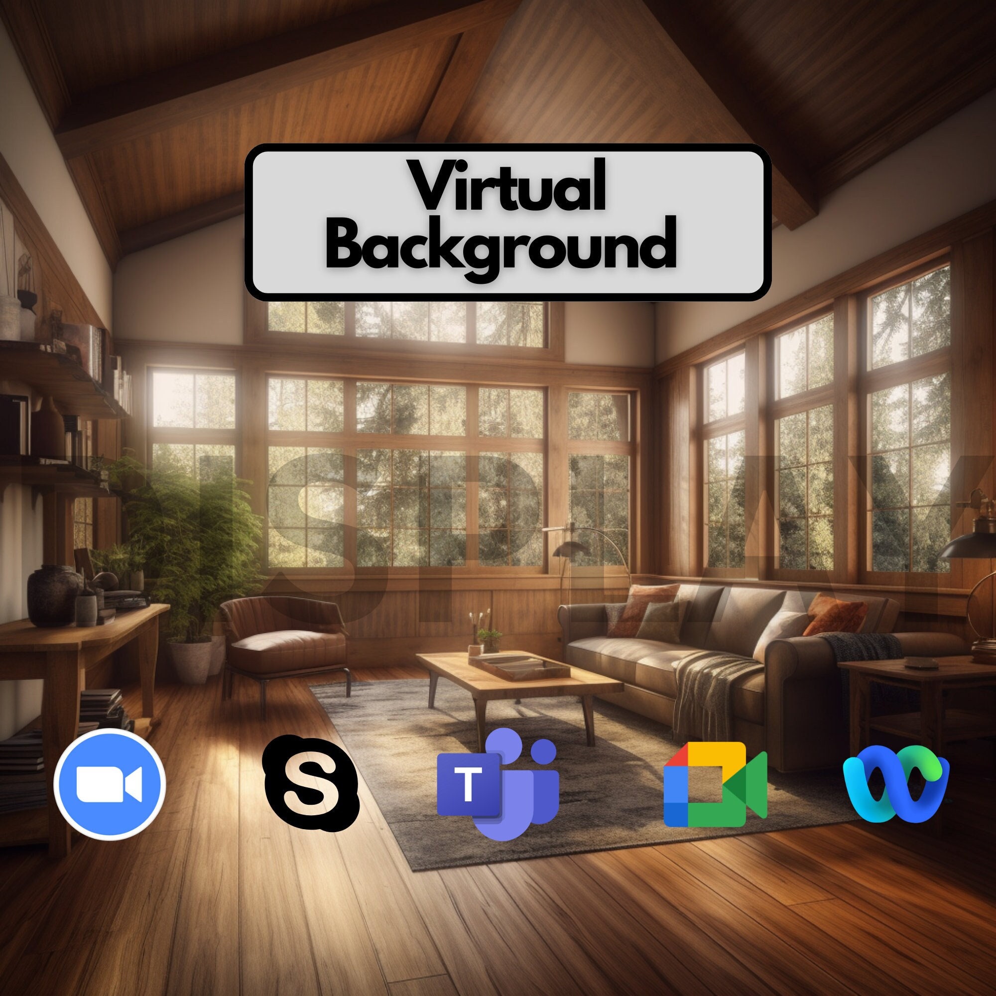 Family Room Virtual Background, Office Backdrop, Zoom, Facebook ...