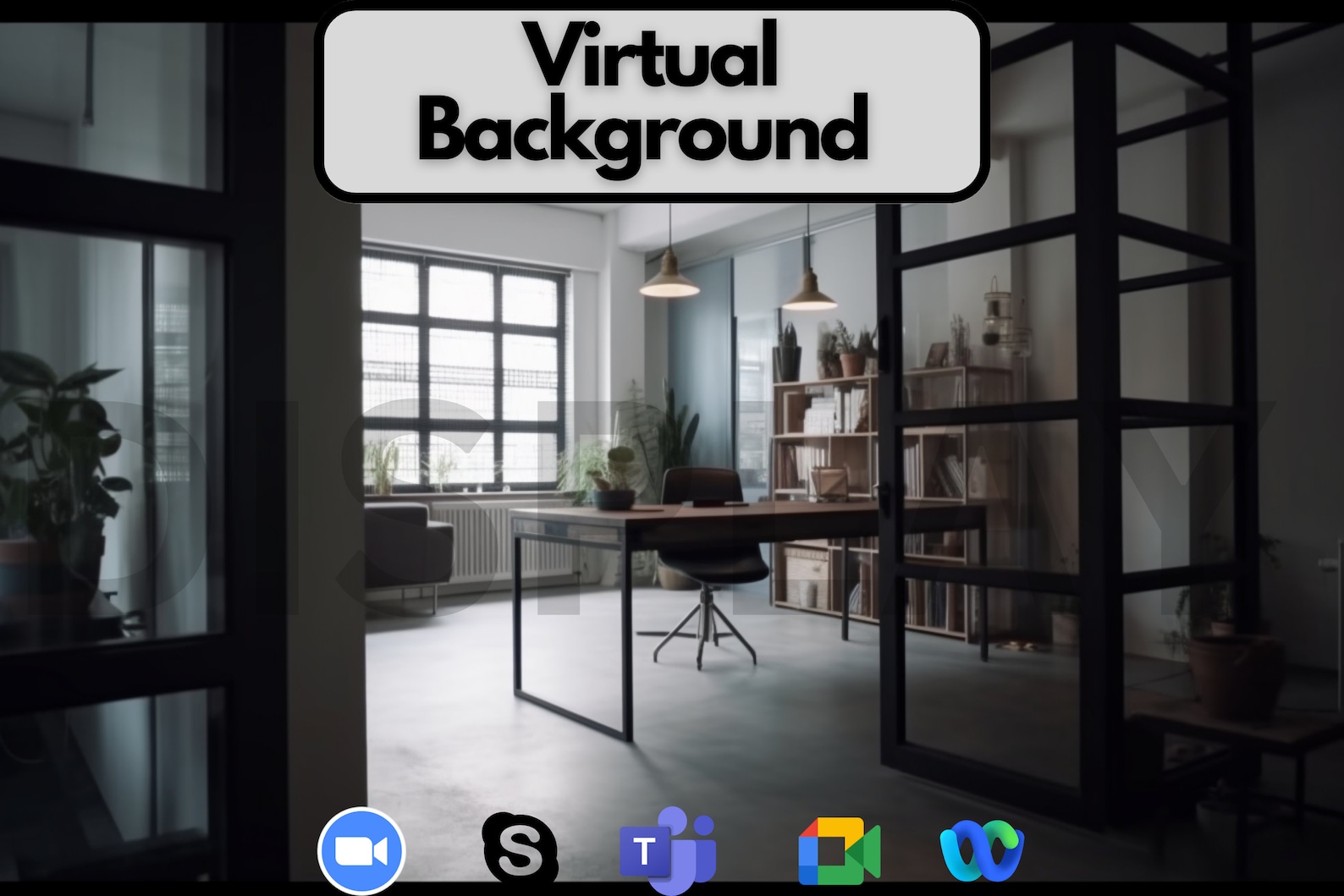 Loft Industrial Virtual Background, Office Backdrop, Zoom, Facebook ...