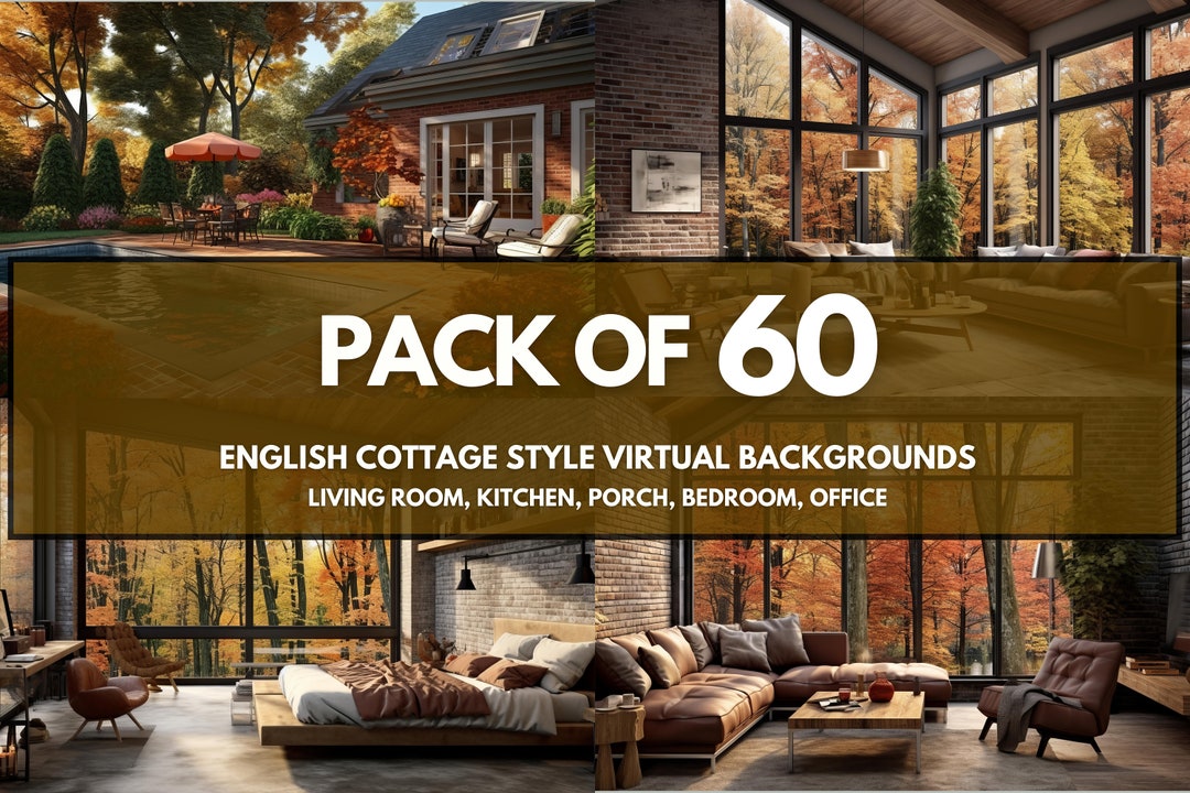 English Cottage Style Fall Virtual Background, Living Room Backdrop ...