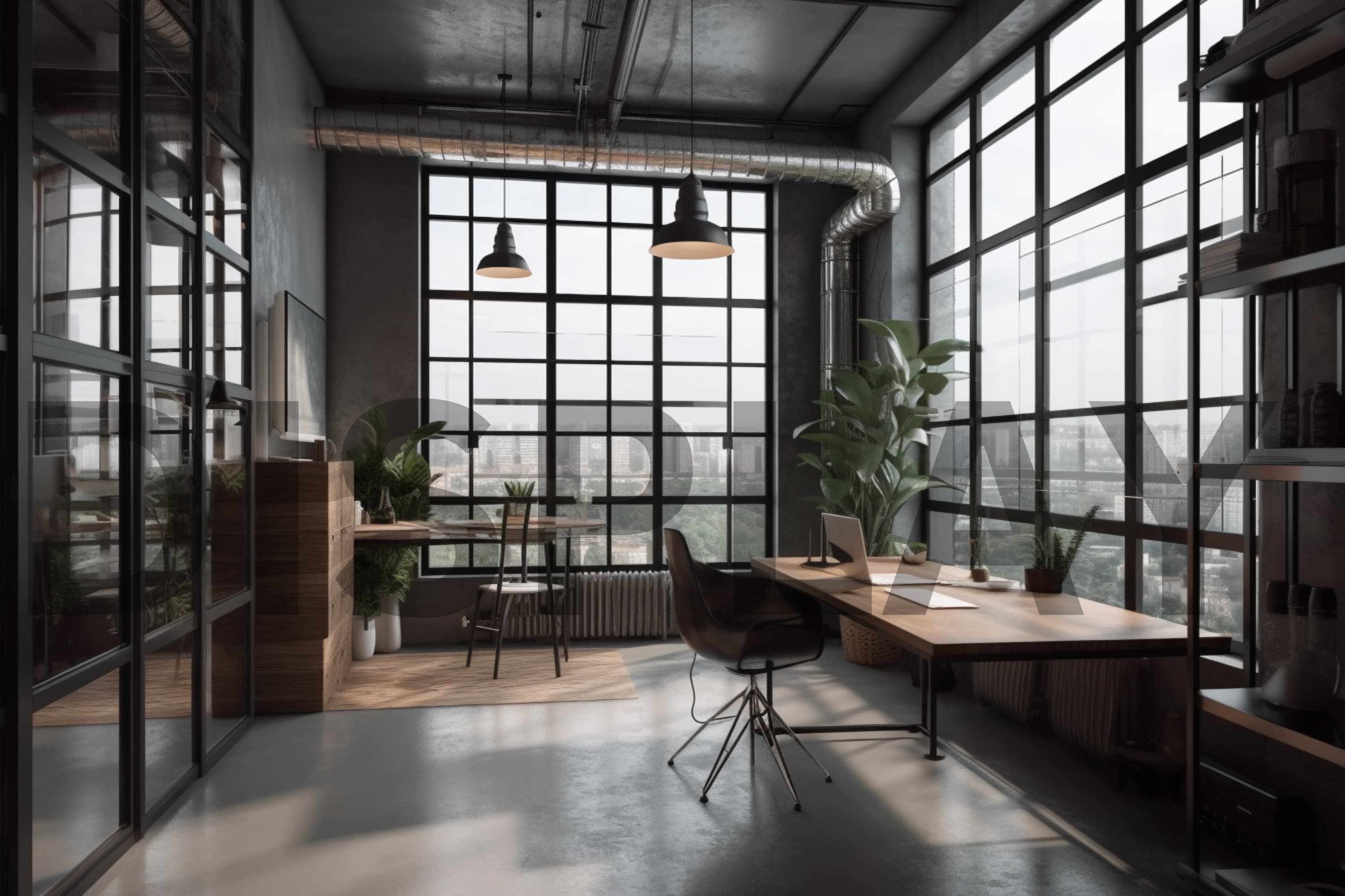 Loft Industrial Virtual Background, Office Backdrop, Zoom, Facebook ...