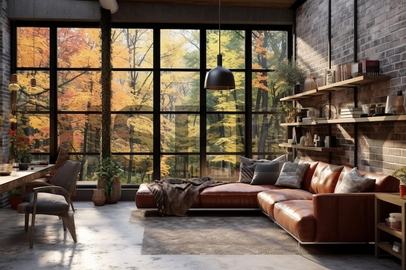 English Cottage Style Fall Virtual Background, Living Room Backdrop ...