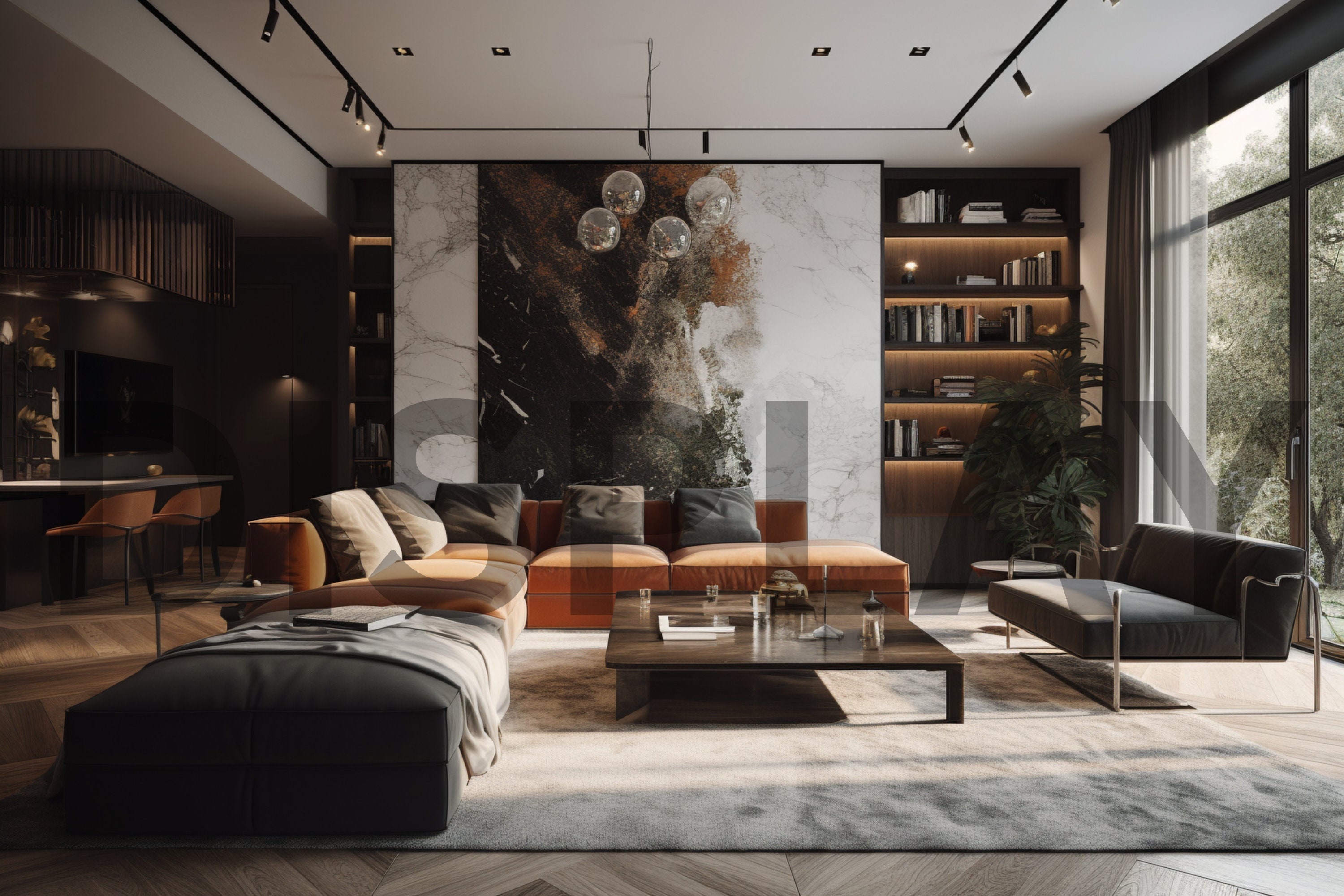 Modern Contemporary Virtual Background, Library, Forest Backdrop ...