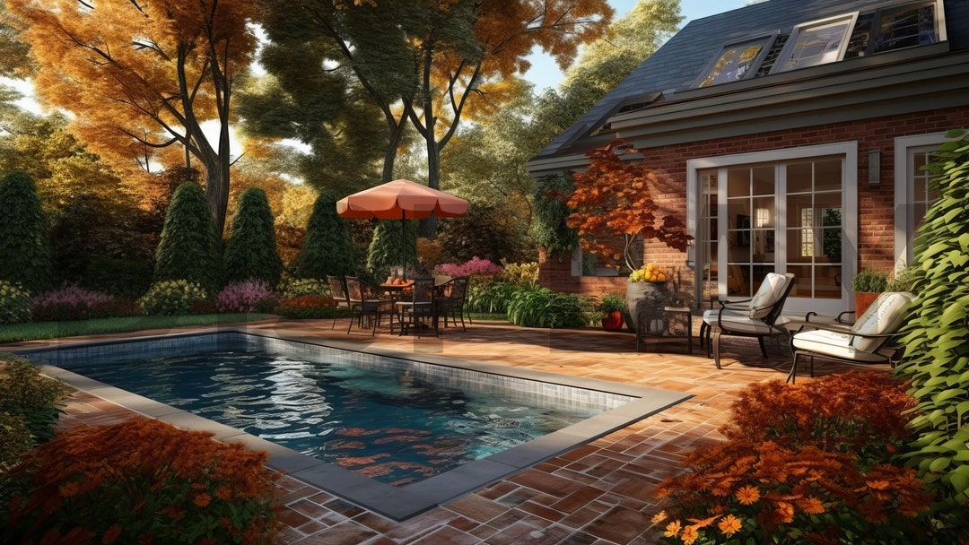 English Cottage Style Fall Virtual Background, Patio Backdrop ...