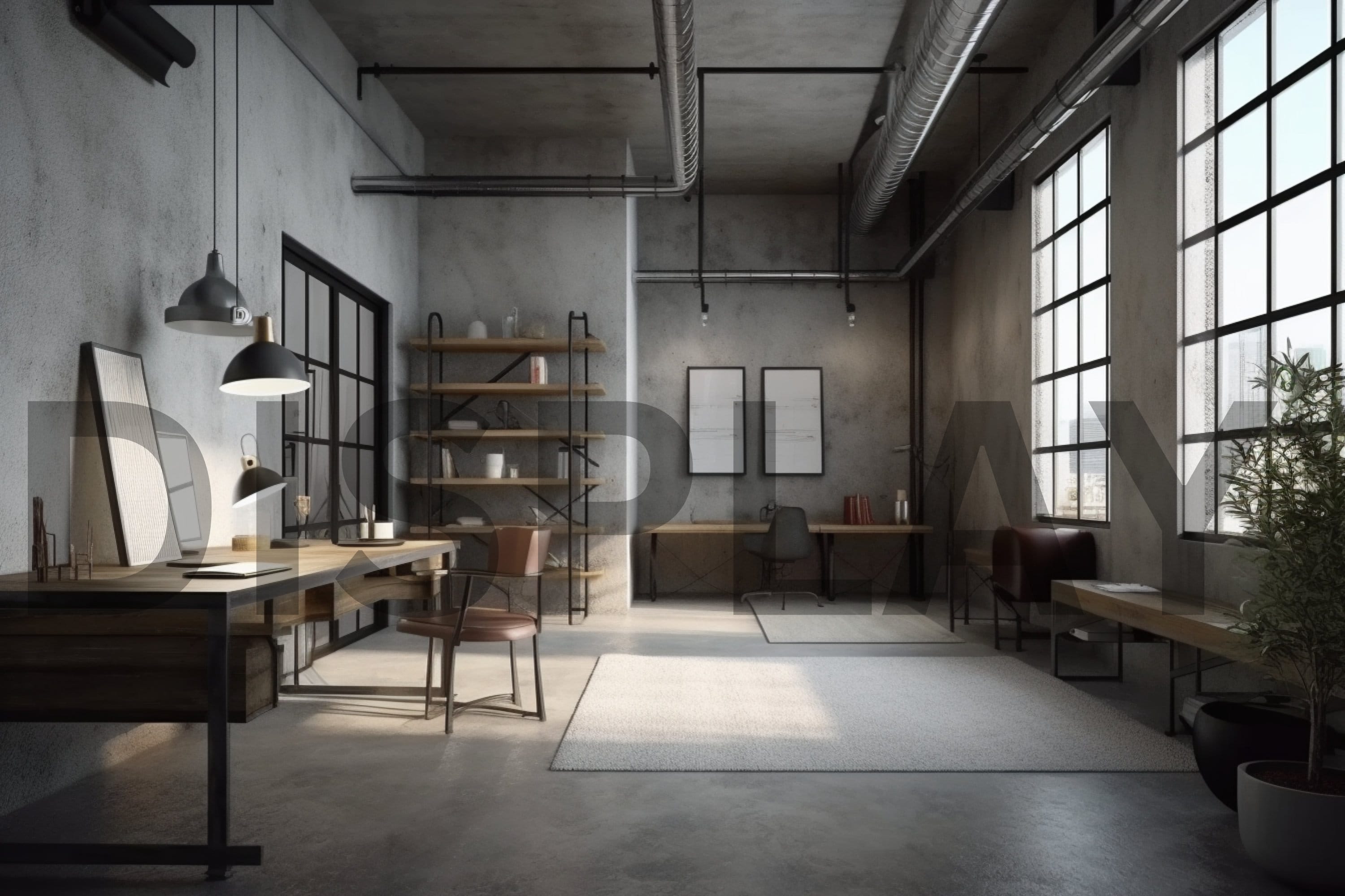 Loft Industrial Virtual Background, Living Room Backdrop, Microsoft ...