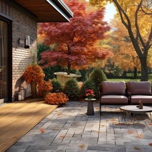 English Cottage Style Fall Virtual Background Patio Backdrop - Etsy