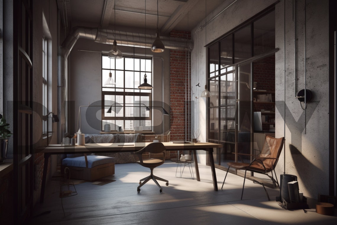 Loft Industrial Virtual Background, Office Backdrop, Zoom, Facebook ...