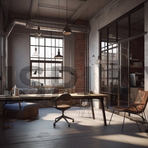 Loft Industrial Virtual Background, Office Backdrop, Zoom, Facebook ...
