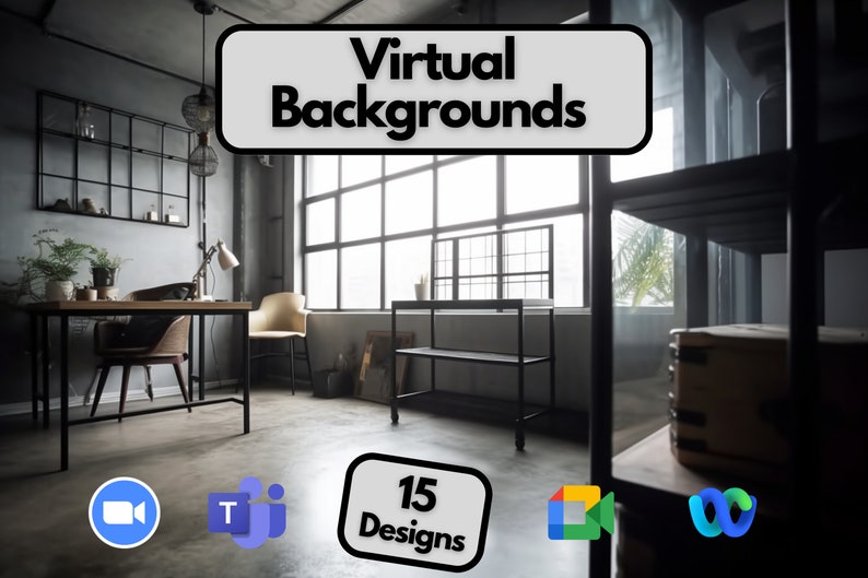 Loft Industrial Zoom Virtual Backgrounds Office Background - Etsy