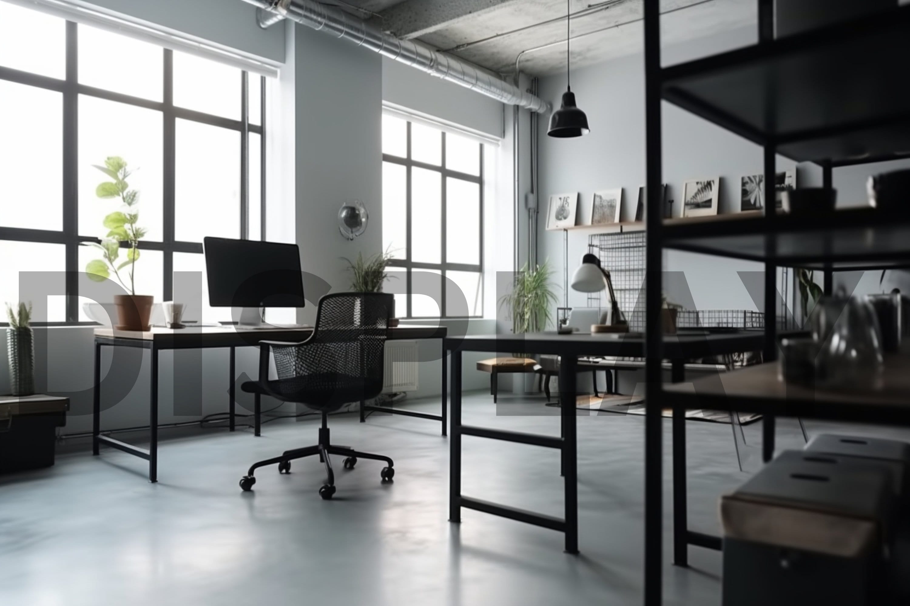 Loft Industrial Virtual Background, Living Room Backdrop, Microsoft ...