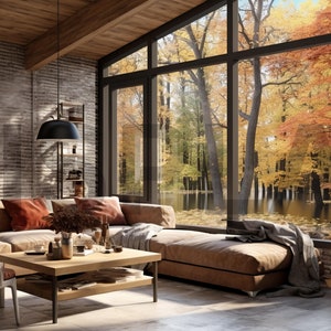 English Cottage Style Fall Virtual Background, Living Room Backdrop ...