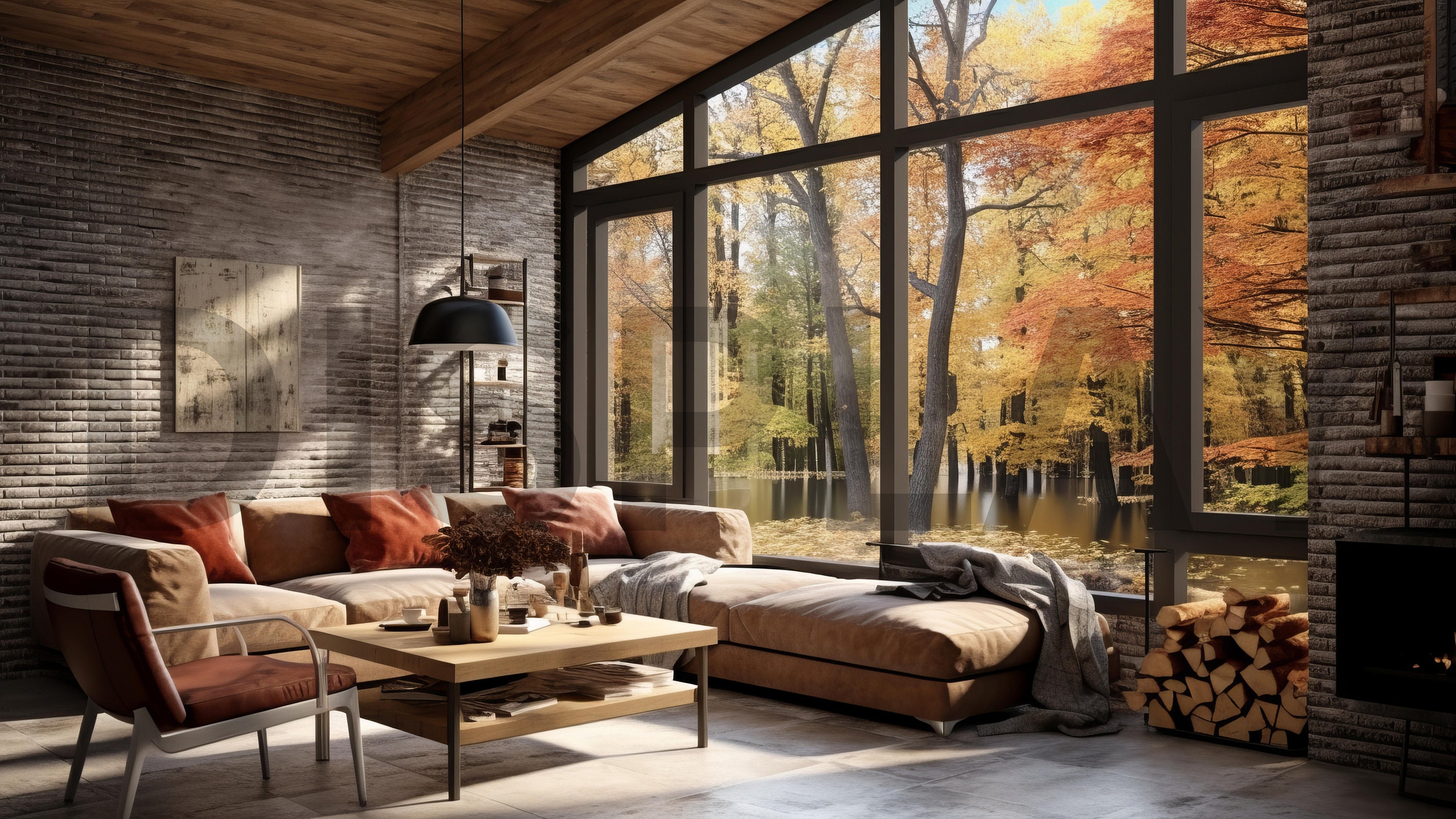 English Cottage Style Fall Virtual Background, Living Room Backdrop ...
