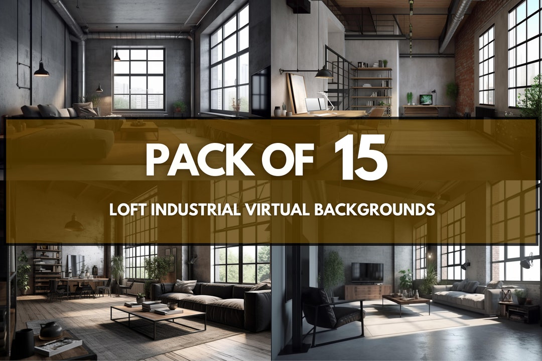 Loft Industrial Virtual Background, Living Room Backdrop, Microsoft ...
