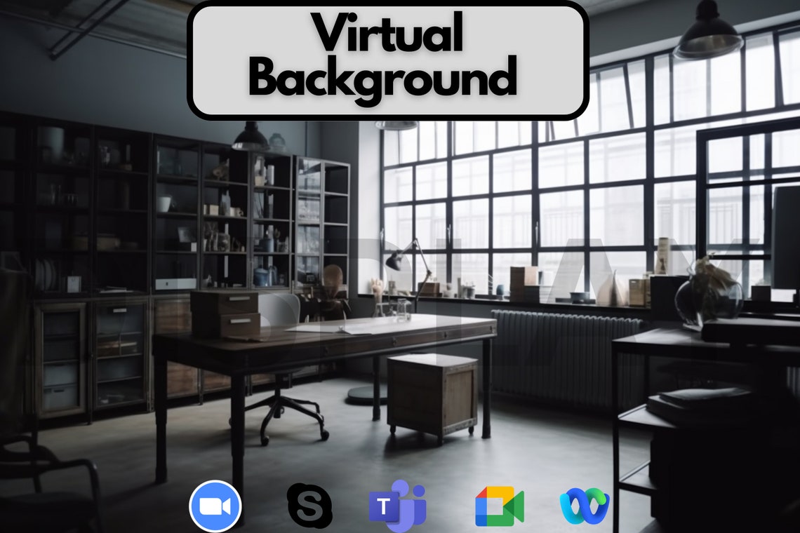 Loft Industrial Virtual Background, Office Backdrop, Zoom, Facebook ...