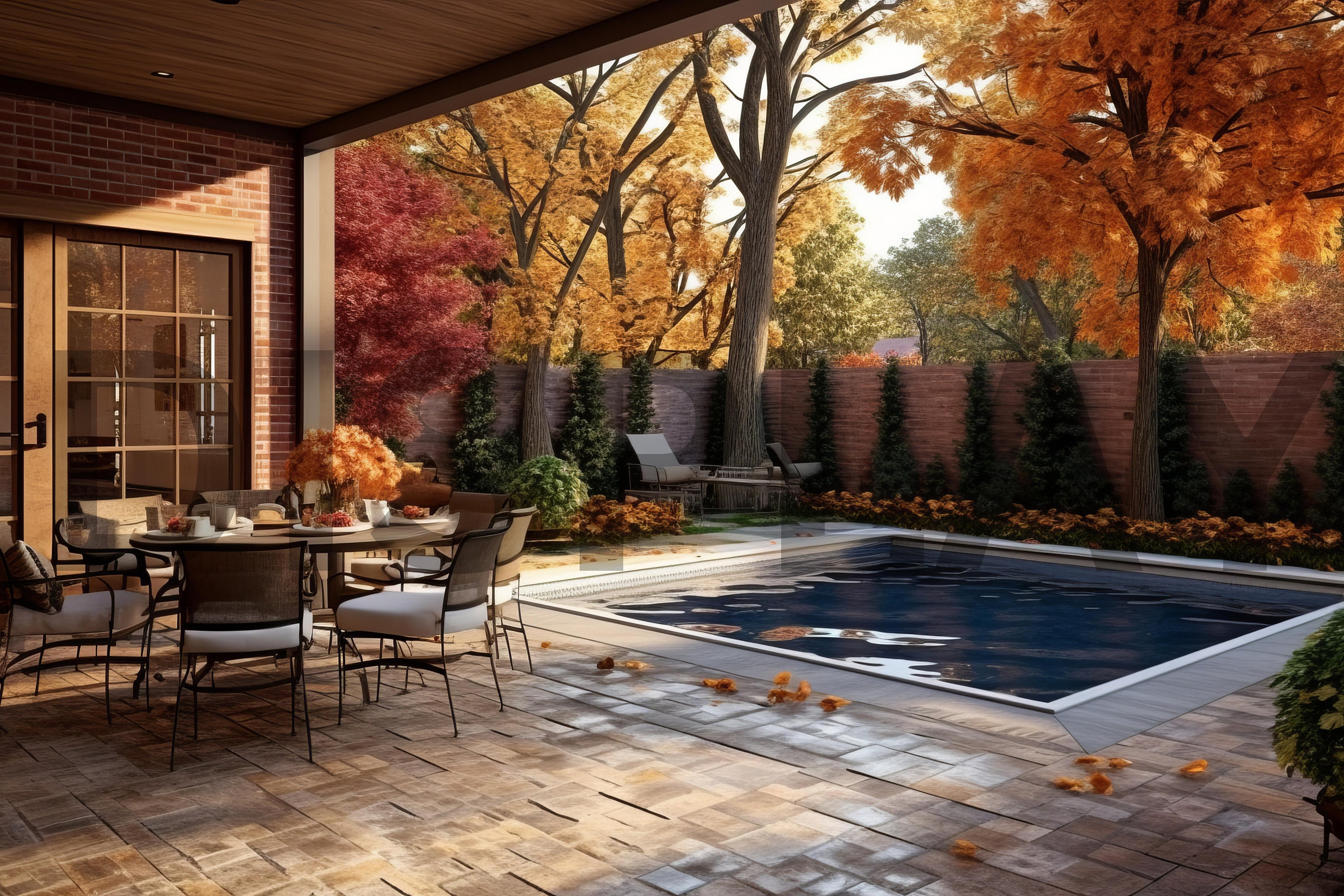 English Cottage Style Fall Virtual Background, Living Room Backdrop ...