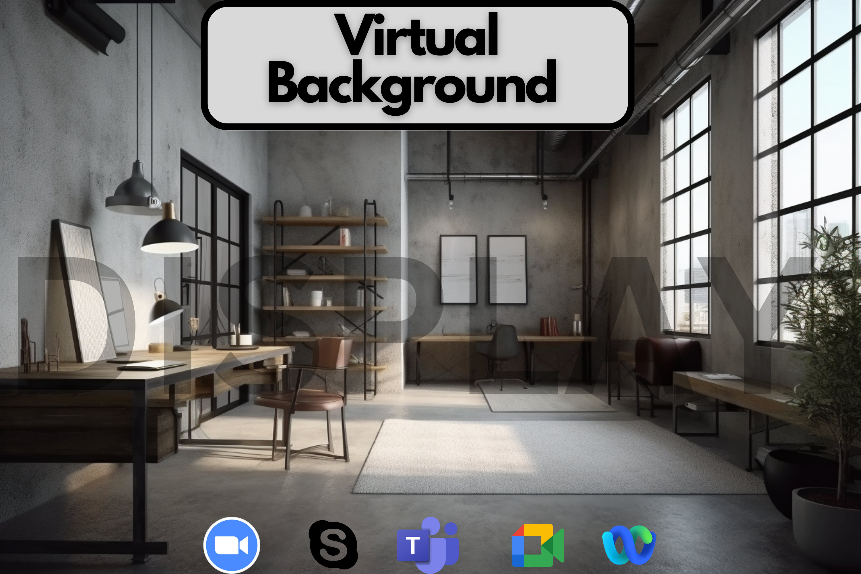 Loft Industrial Virtual Background, Office Backdrop, Zoom, Facebook ...