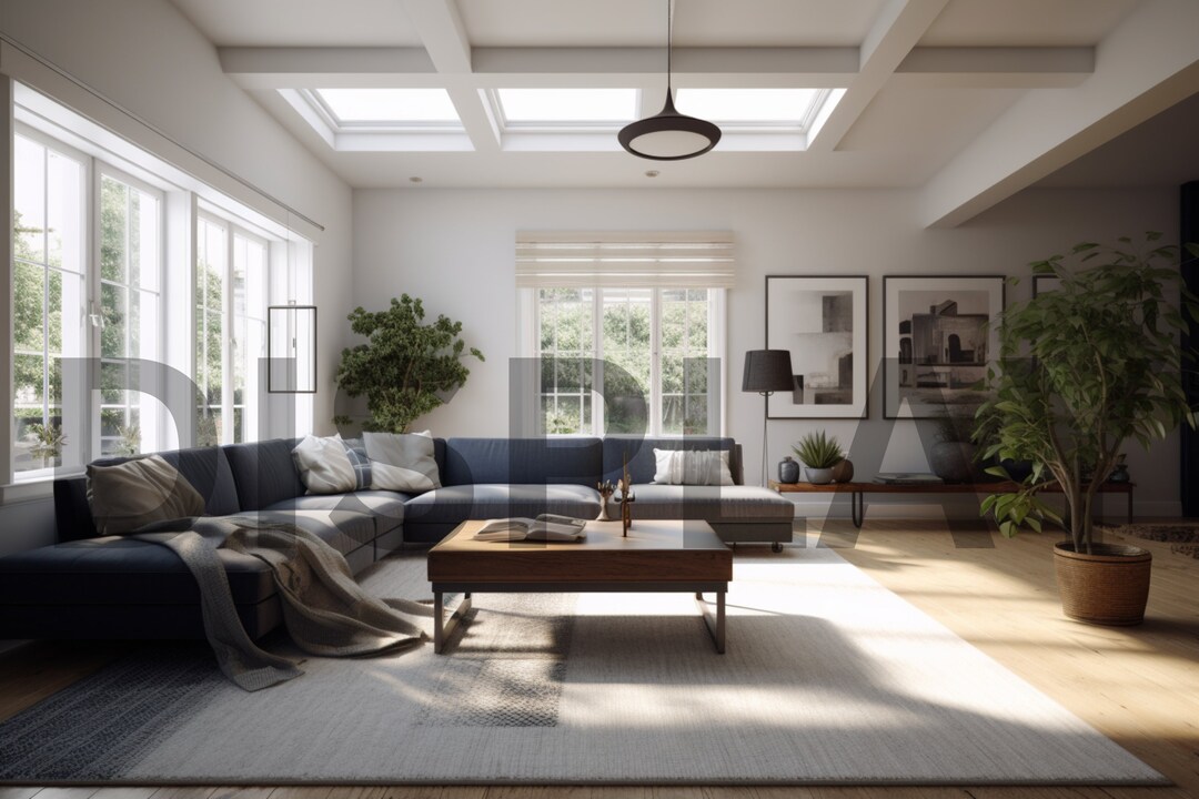 Modern Contemporary Family Room Zoom Virtual Backgrounds Office ...